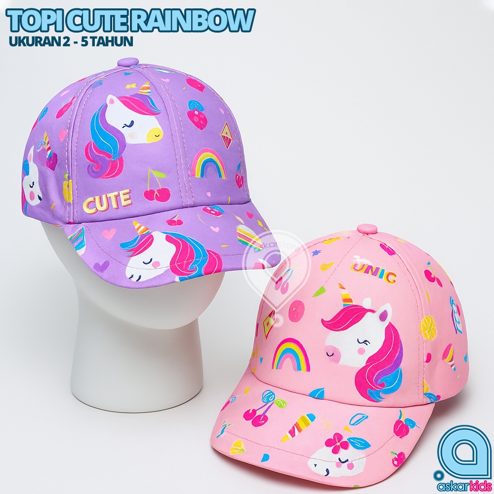 Jual TOPI ANAK UNICORN RAINBOW CUTE | Topi Cewek Lucu Usia 2–5 Tahun ...