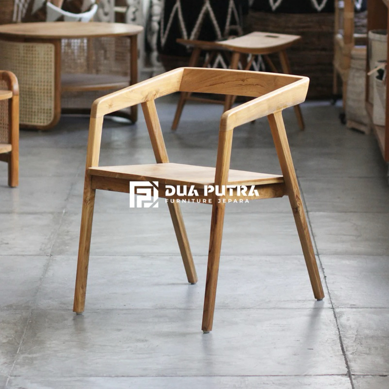 Jual Kursi makan / kursi cafe kayu jati minimalis model simple | Shopee ...