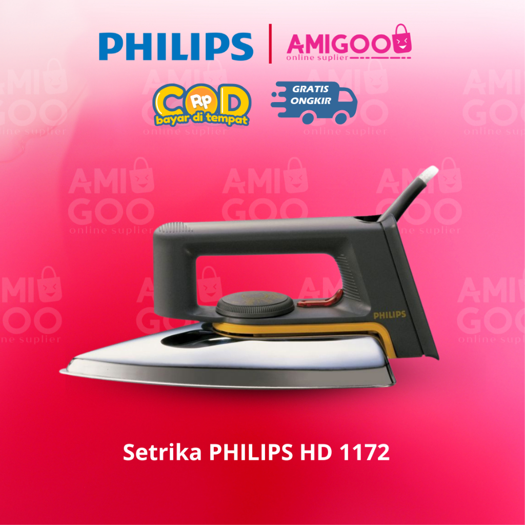 Jual PHILIPS HD1172/99 Setrika Kering Classic Hitam Tapak Anti Lengket ...