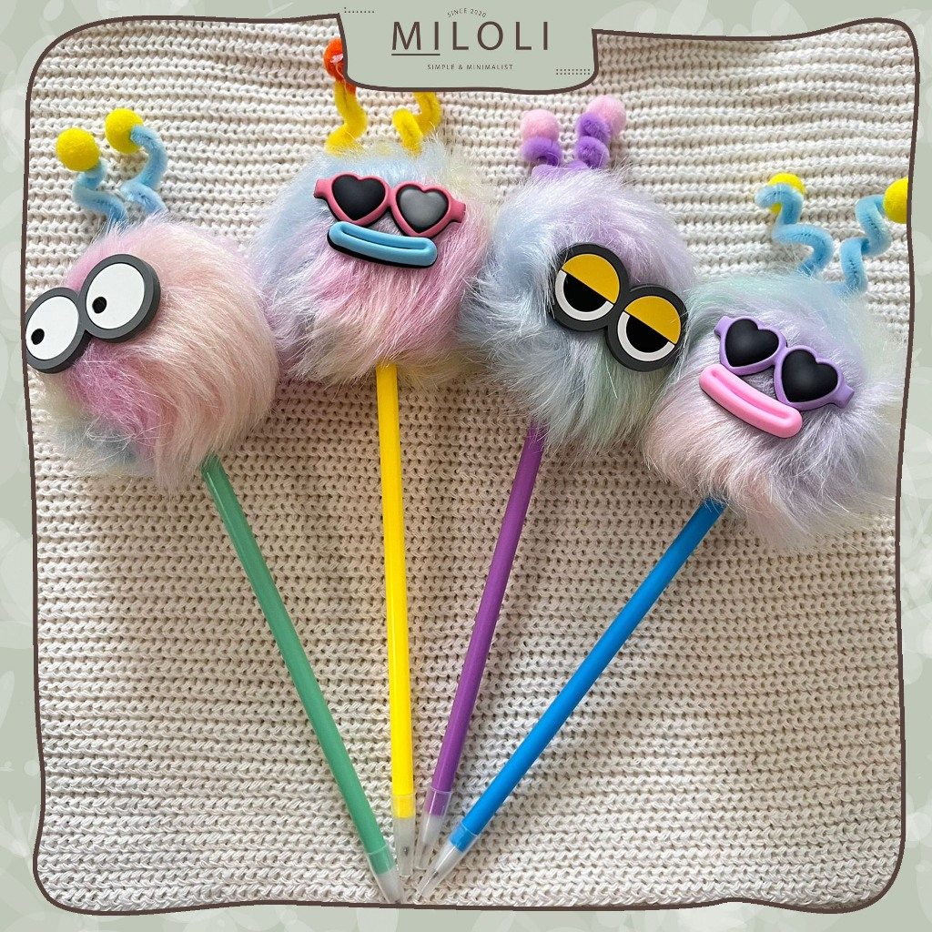 Jual [MILOLI] 1pcs UGLY RAINBOW PEN Big eyes Braided Doll Gel Pen ...