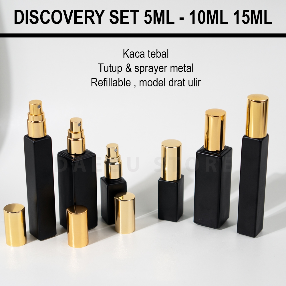 Jual Botol Spray Kotak - Kaca TEBAL HITAM DOFF TUTUP EMAS - Parfum Mini Travel Size Discovery ...