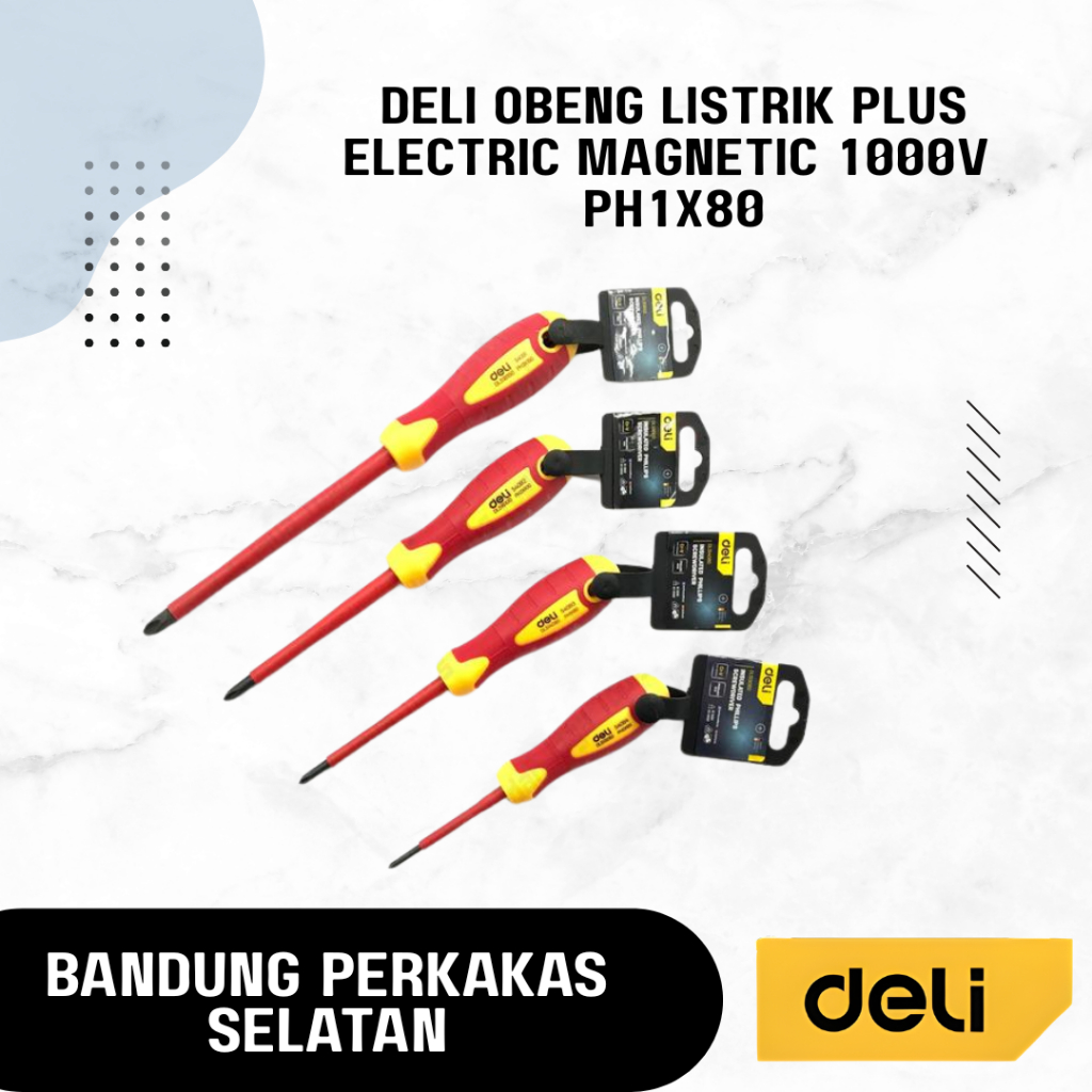 Jual DELI Obeng Listrik PLUS Electric Magnetic 1000V - Magnet Insulated ...