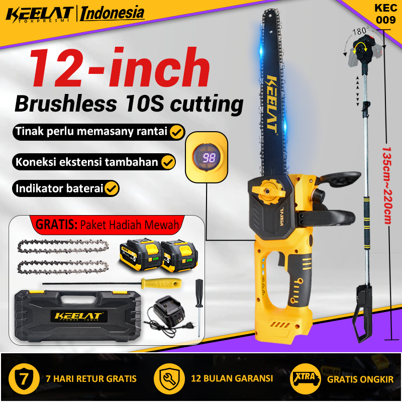 Jual KEELAT Cordless Chainsaw Gergaji Mesin Lithium Gergaji Rantai Elektrik Portable Genggam ...
