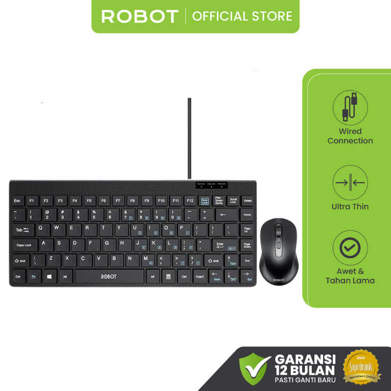 Jual [ TERLARIS ] ROBOT Keyboard Kabel Mini Portable Ultra Thin Silent ...