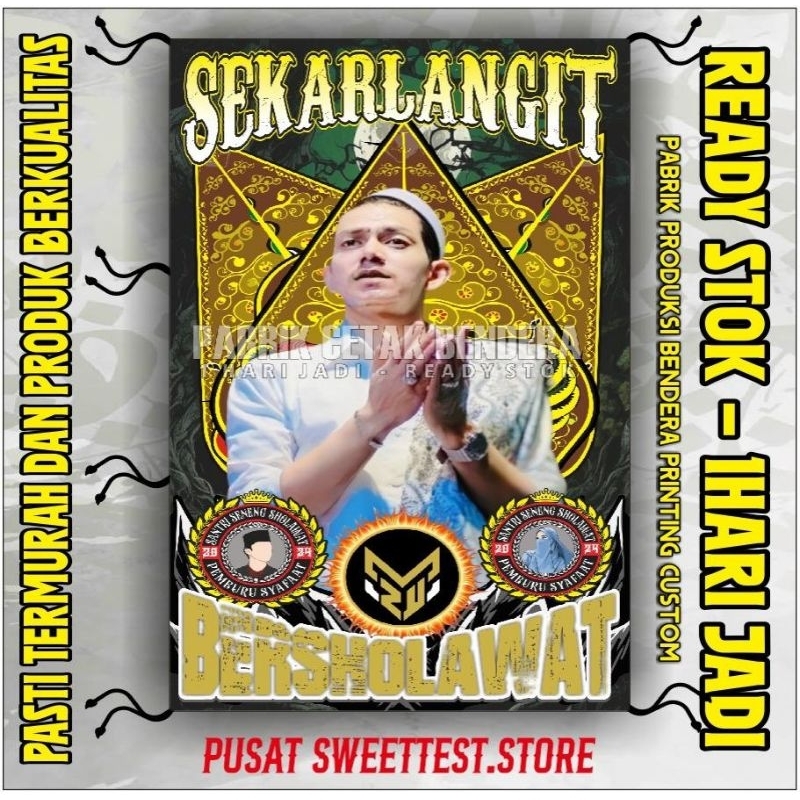 Jual READY STOK + BENDERA SHOLAWAT 150x100CM TERMURAH, DESAIN TERBARU ...