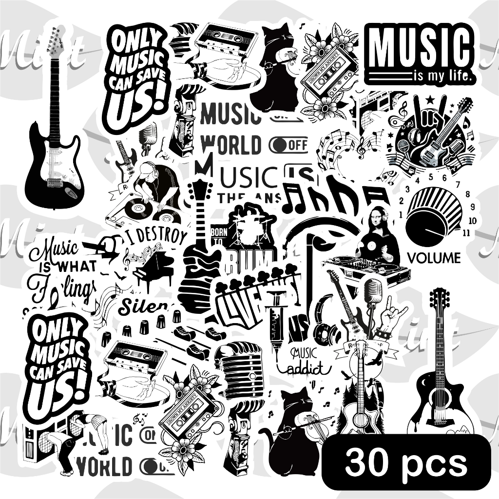 Jual (30 pcs) Stiker Musik | Cute lucu Sticker Journal Buku Lembar Pack ...