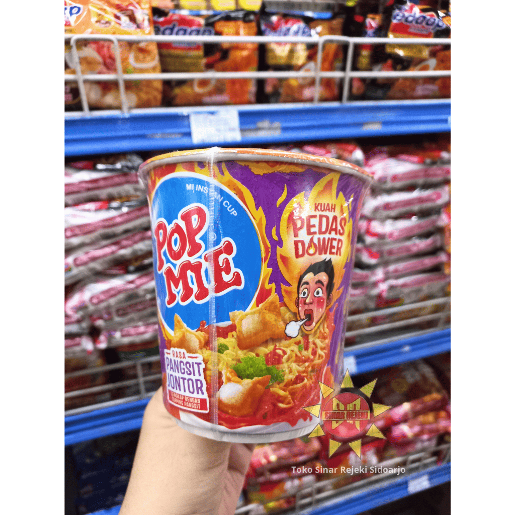 Jual Pop Mie Cup Kuah Pedas Dower Rasa Pangsit Jontor 75 gram | Shopee ...