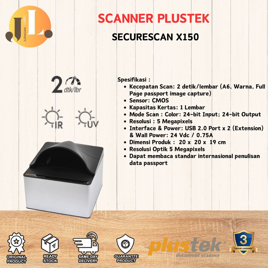 Jual Scanner Plustek Passport SecureScan X150 - 2 Detik/Lembar (A6) | Shopee Indonesia