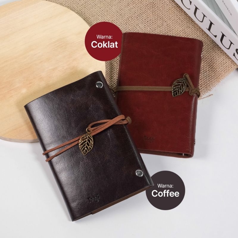 Jual Toddi PHANTACI Buku Catatan Binder Kulit Retro Leaf Kertas B7 bisa ...