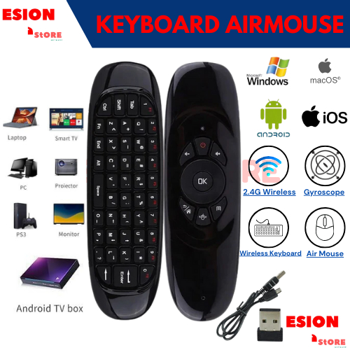 Jual Air Remote Mouse Wireless Keyboard C120 2.4 Ghz untuk TV BOX Laptop Smart TV Remot ...