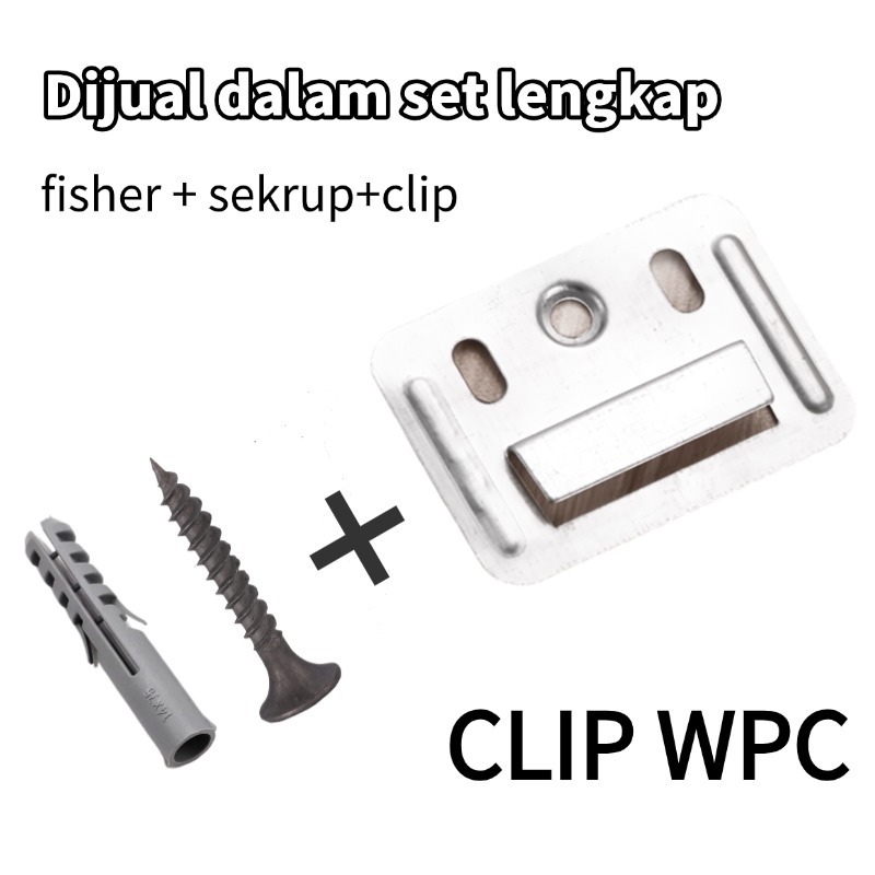 Jual Klip Panel WPC Ukuran 36mm x 50mm /fisher + sekrup+clip bracket ...