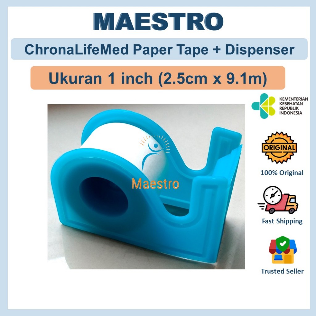 Jual ChronaLifeMed Plester Medis 1 inch Paper Tape 1" in 2.5cm x 9.1m ...