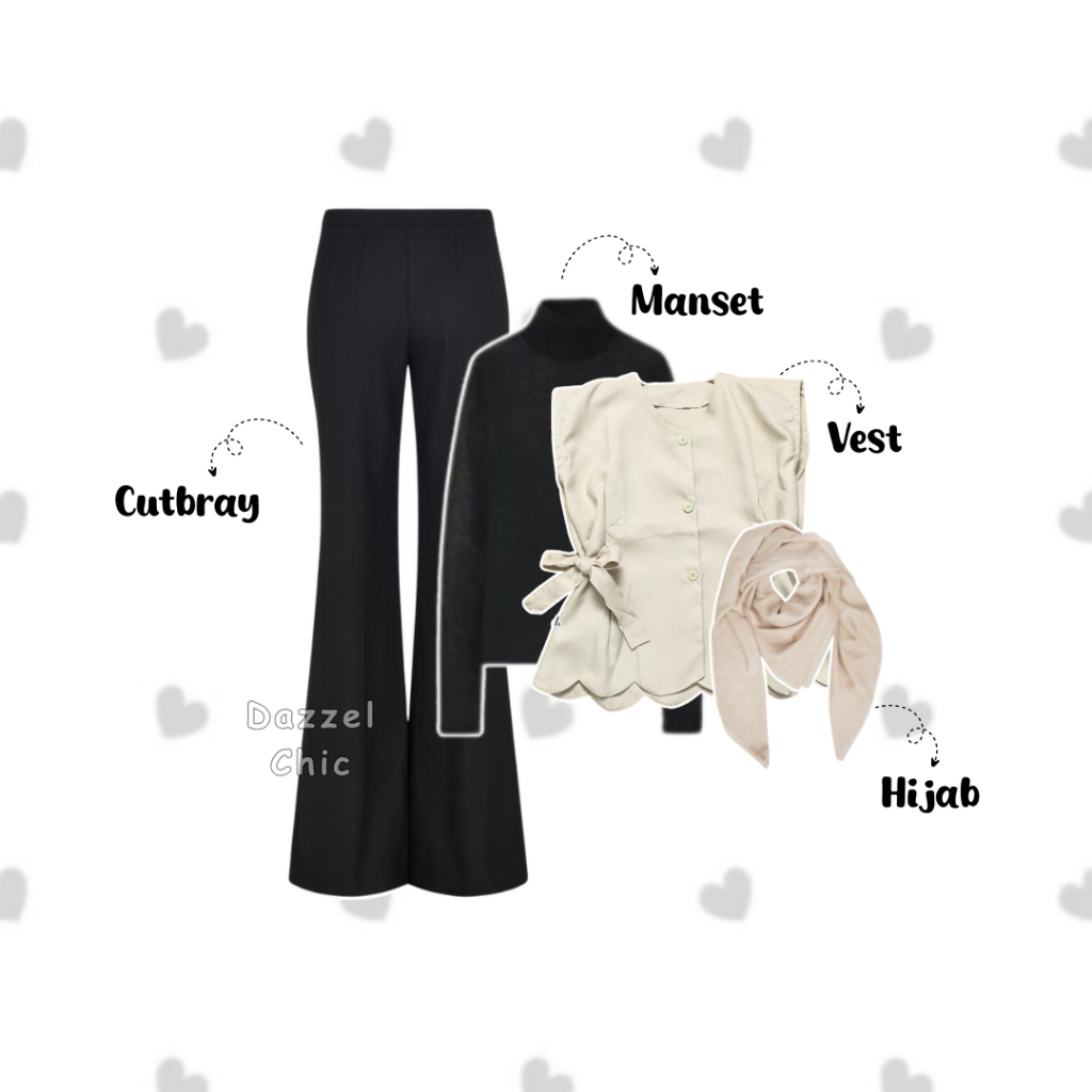 Jual DazzelChic OOTD 4 In One Set Korean Style ( Vest - Manset - Bella ...