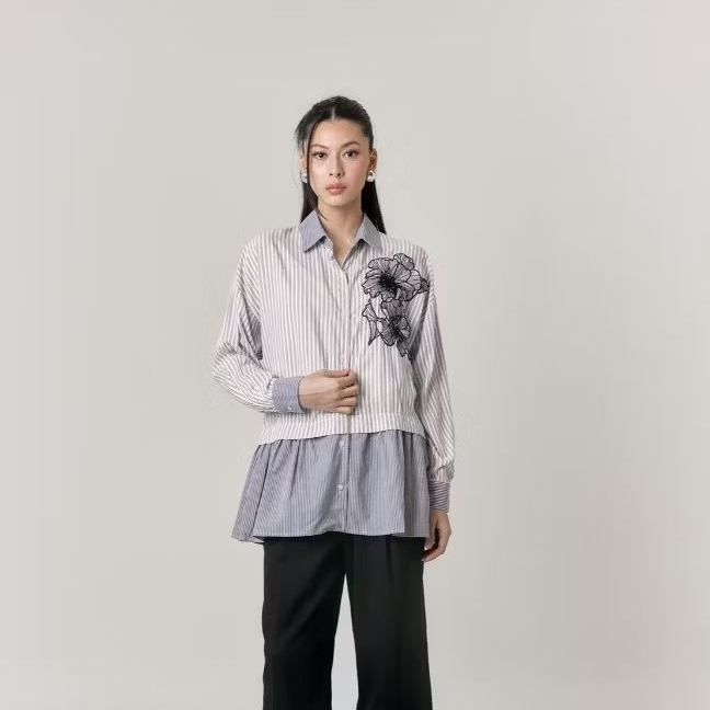 Jual SARA SHIRT IN GREY | Shopee Indonesia