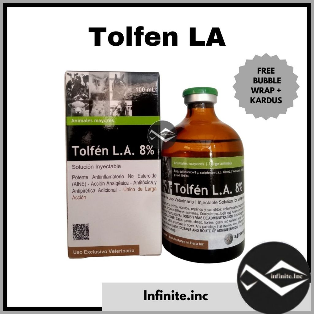 Jual Tolfen LA 8% 100ml anti inflamasi analgesik hewan ternak 100 ml ...
