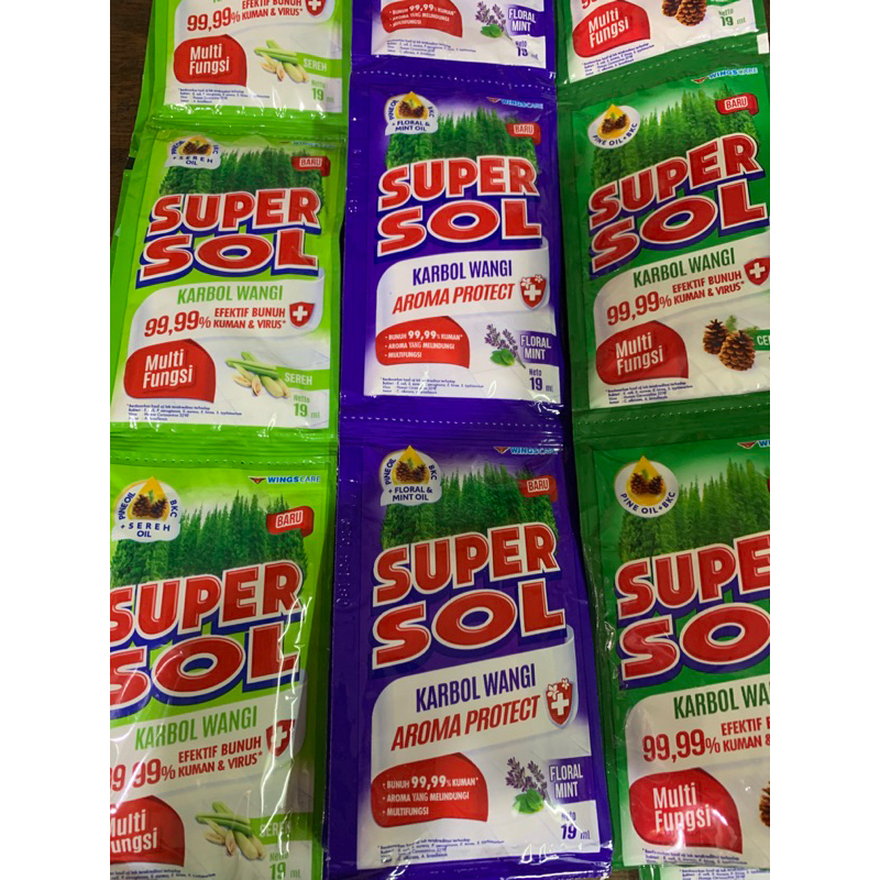 Jual Supersol Karbol Wangi 1 renceng isi 12 sachet x 19ml | Shopee ...