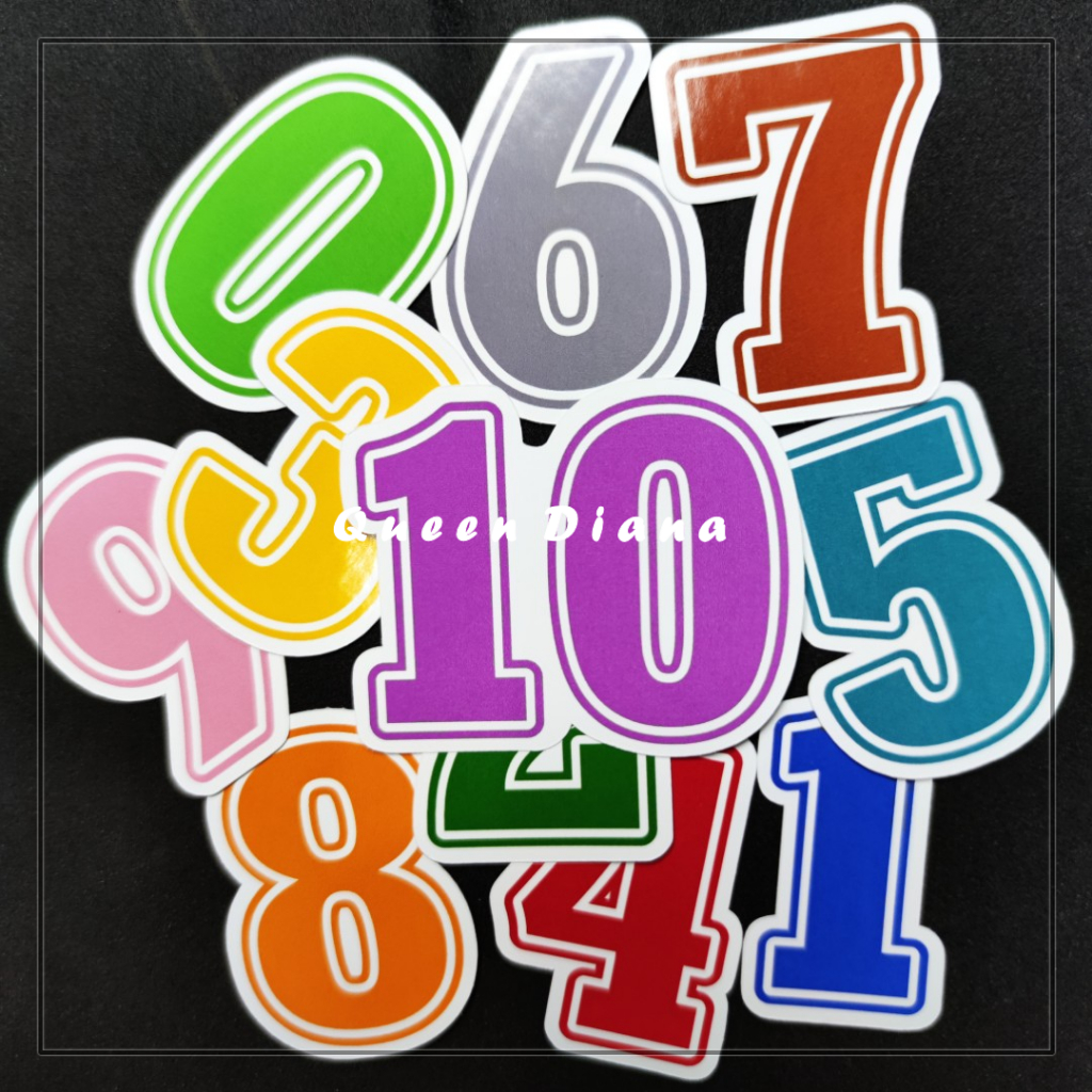 Jual stiker angka 1 sampai 10 tinggi 5 cm warna warni super cute bisa ...