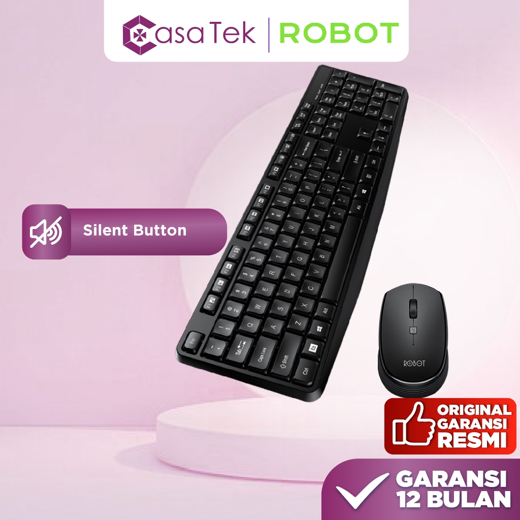Jual ROBOT KM3100 Keyboard Mouse Wireless Combo Tombol Silent Nyaman ...