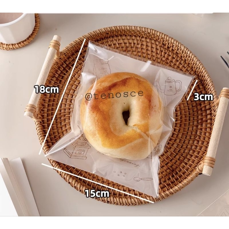 Jual 50pcs Paper Bag Plastik Kantong Kertas Kemas Opp Lem Roti 14cm 15cm 20cmSobek Bulat Donat ...