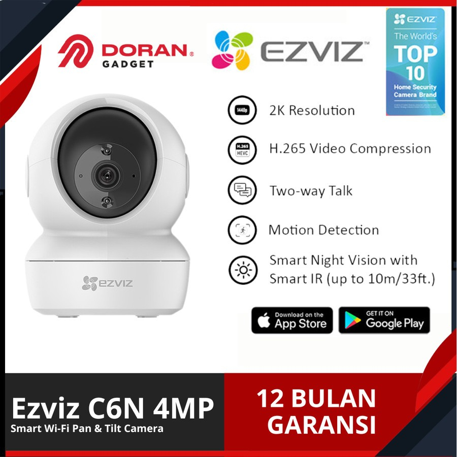 Jual CCTV Indoor Ezviz C6N 4MP Smart Wifi Pan Tilt IP Camera 1440p ...