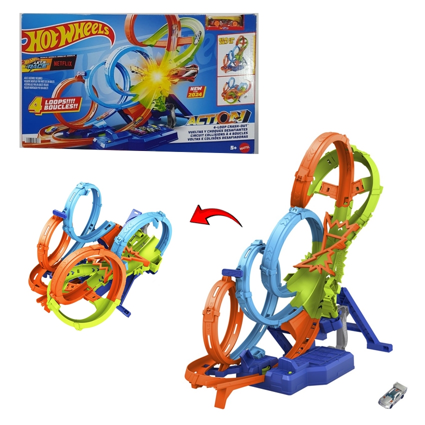 Jual Hot Wheels 4-Loop Crash-Out Track Set Mainan Mobil HotWheels ...