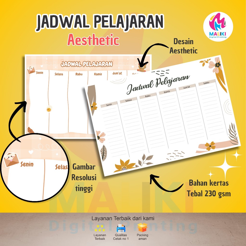Jual Poster JADWAL PELAJARAN Aesthetic - Poster sekolah - jadwal ...