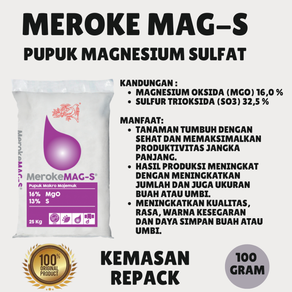 Jual Meroke Mag S 100 gram Kemasan Repack Pupuk Magnesium Sulfat Mags ...