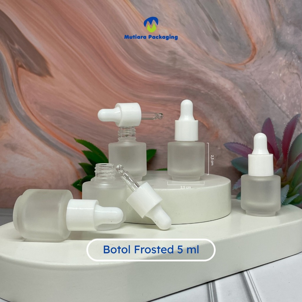 Jual PIPET KACA 5ML FROSTED TUTUP PUTIH / BOTOL SERUM 5ML FROZEN ...