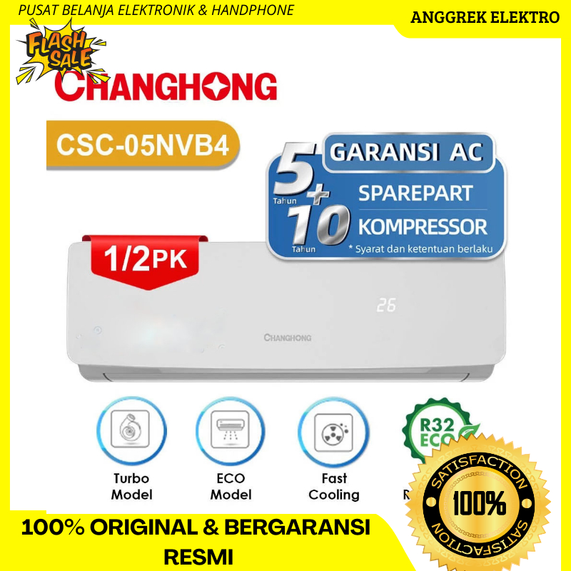 Jual AC Changhong 1/2 PK R32 Turbo Deluxe CSC05NVB4 / 05NVB4 Garansi resmi | Shopee Indonesia