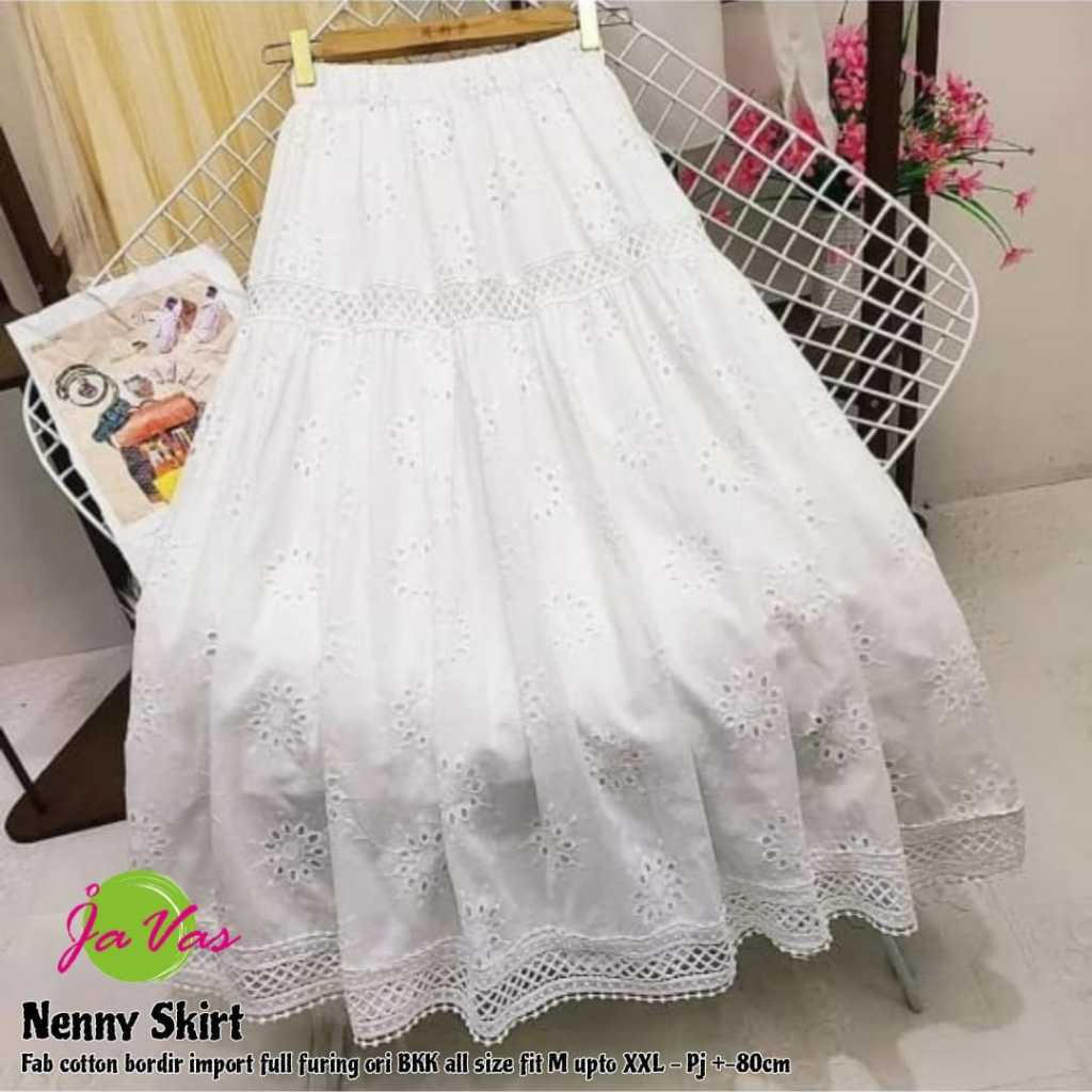 Jual BELVA NENY SKIRT ROK PANJANG FULL BORDIR KATUN KATBOL TEBAL NYAMAN ...