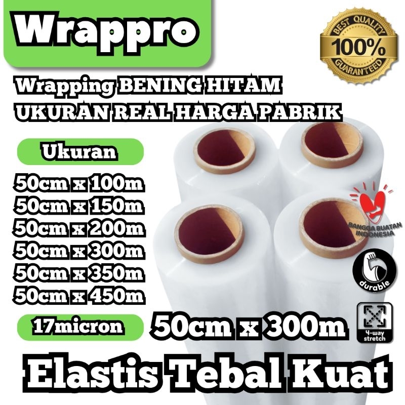 Jual Wrappro Stretch Film Roll 50cm x 300m BENING HITAM / Plastik Wrapping Barang BENING HITAM ...