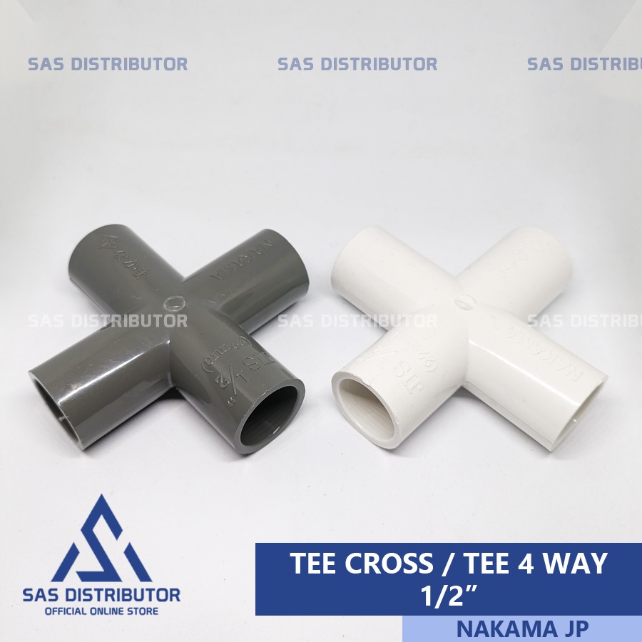 Jual Tee Cross 1/2" inch PVC Nakama JP / Tee 4 Way 1/2" / Cross Tee PVC ...