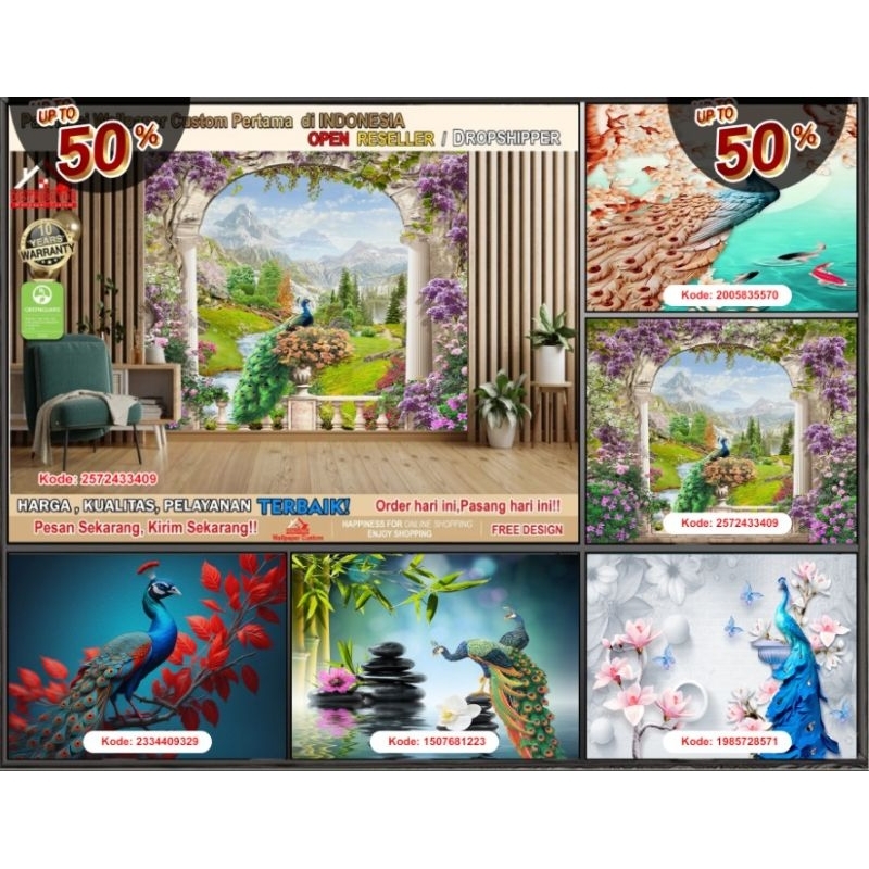 Jual Wallpaper Custom Dinding Tema Burung Merek | Wallpaper Custom ...