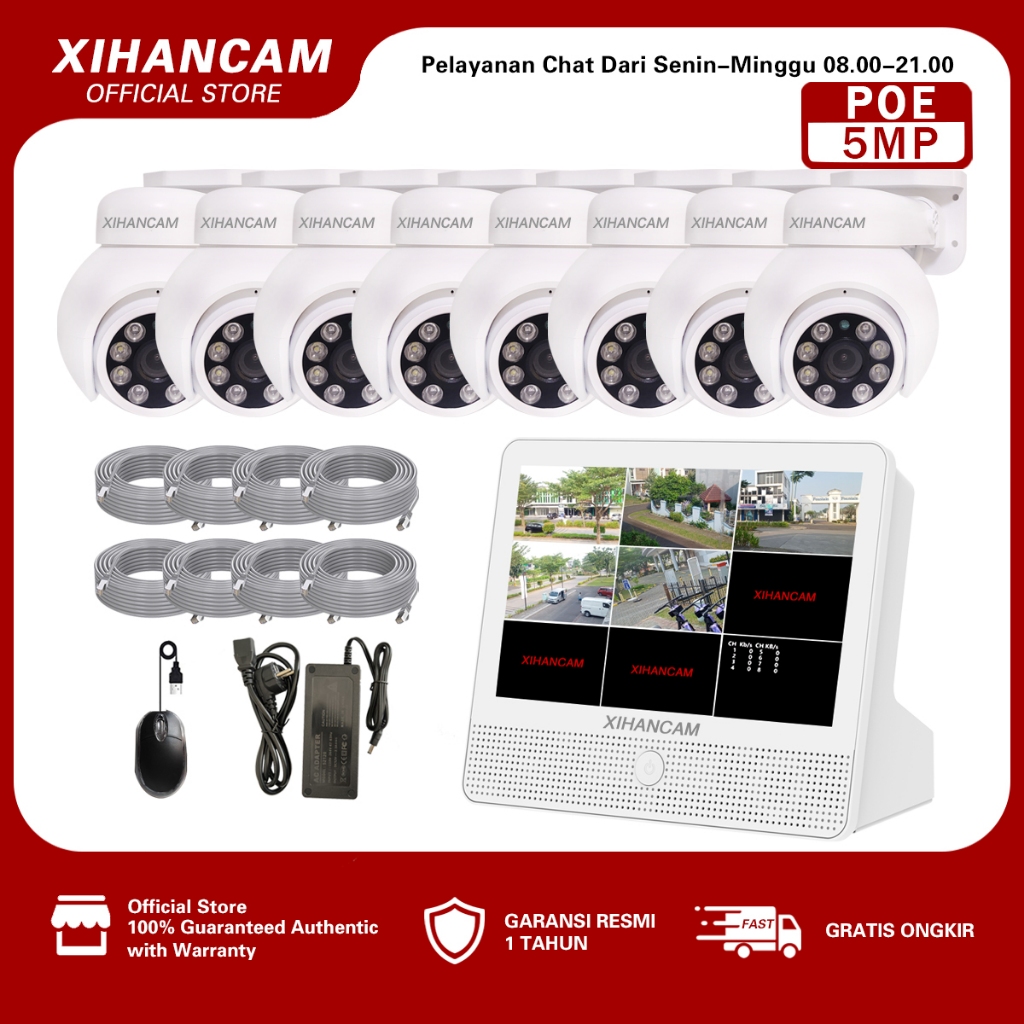 Jual XIHANCAM Paket CCTV POE 8 Channel 8MP Paket NVR POE Dengan Monitor ...