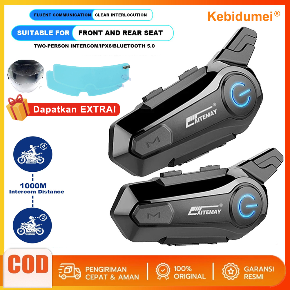 Jual (Ready stock) 2pcs E1 Intercom Helm Bluetooth 5.0 Headset For 2 ...