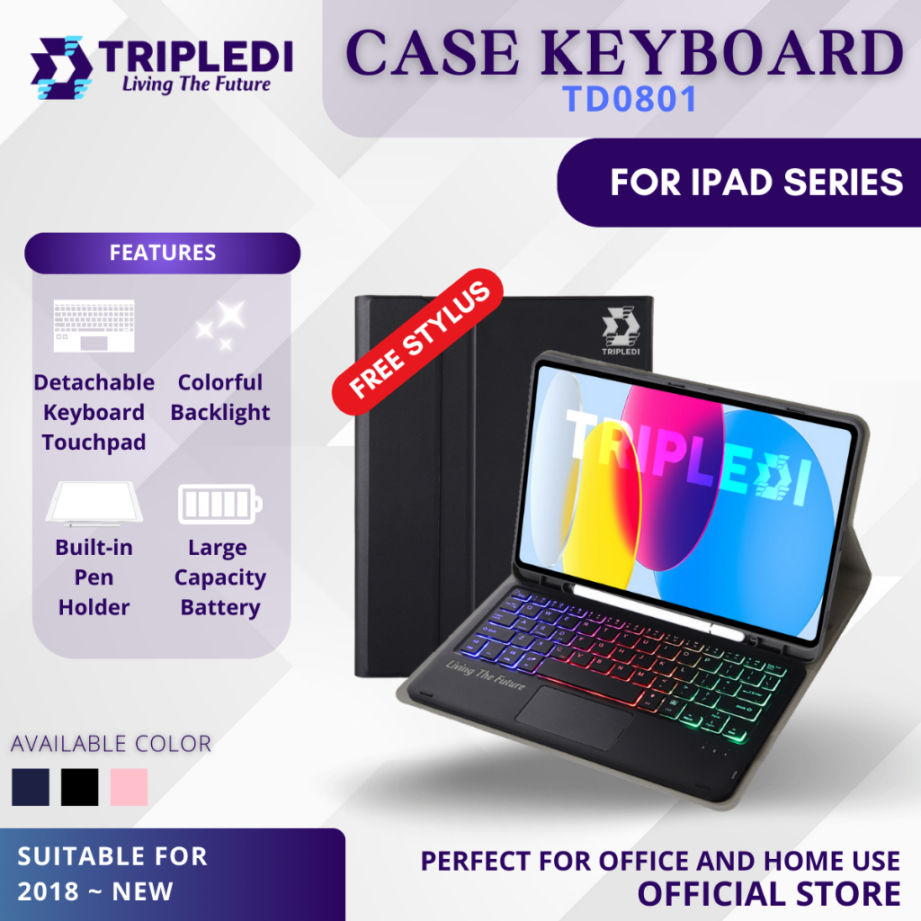 Jual TRIPLEDI Case Keyboard Detachable Touchpad LED Backlit Wireless ...