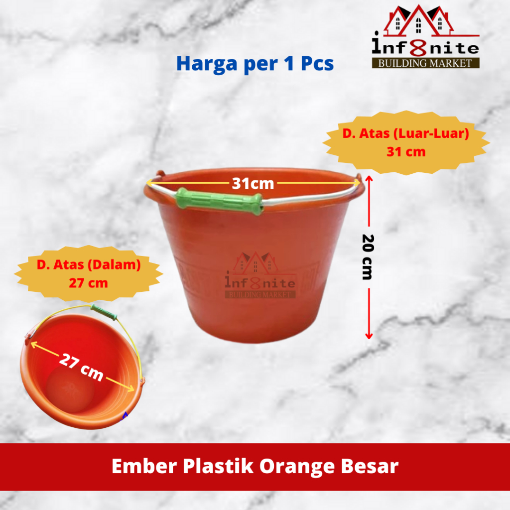 Jual Ember Plastik Besar Orange Cor Adukan Semen Timba Ember Proyek PVC ...