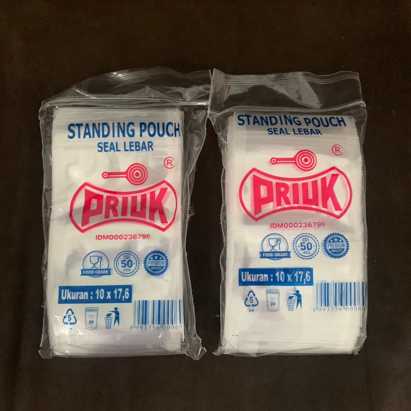 Jual plastik standing pouch merek priuk ukuran 10x17 isi 50 pcs ...
