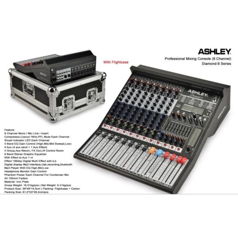 Jual Mixer Ashley Diamond 8 original 8channel 199 dsp bluetooth free ...