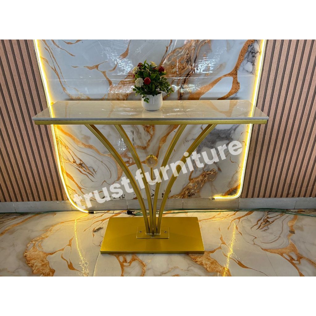 Jual Meja console Top table Kaki besi / Meja tamu Minimalis elegan ...