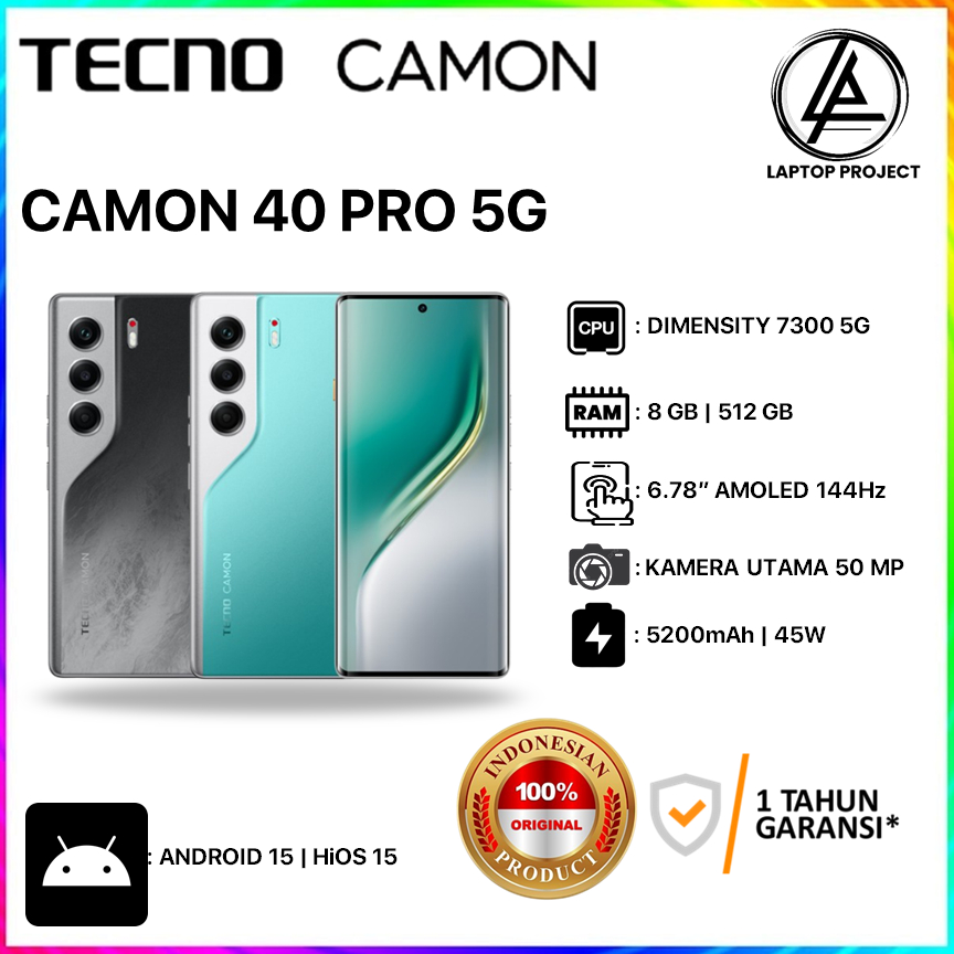 Jual Tecno Camon 40 Pro 5G 8/256GB 8GB 256GB Dimensity 7300 Garansi Resmi | Shopee Indonesia