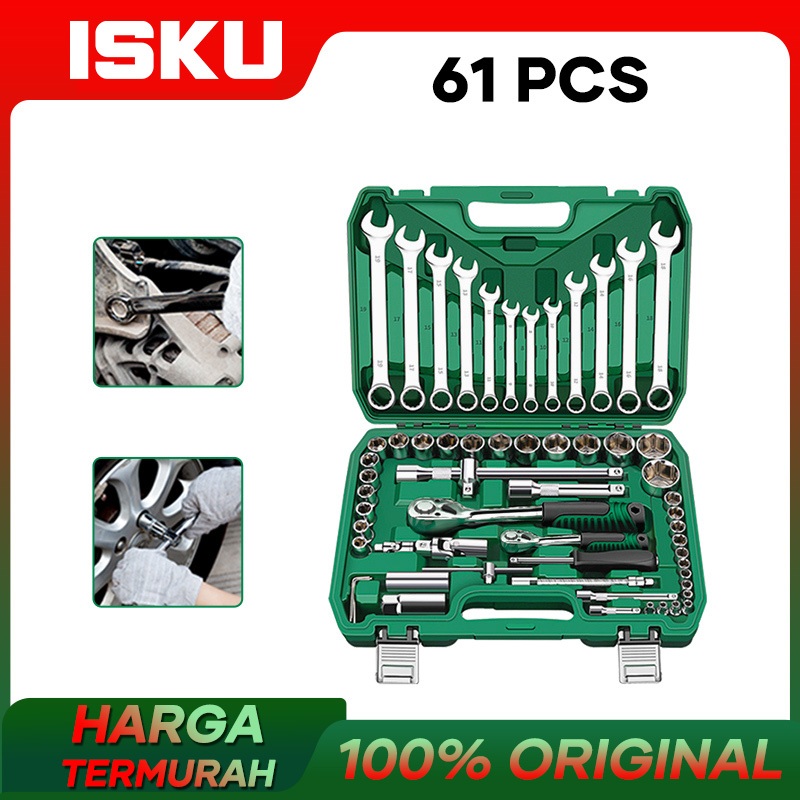 Jual ISKU Kunci Shock Set Alat Kunci Pas 61 pcs 72gigi Kunci Torsi Tool ...