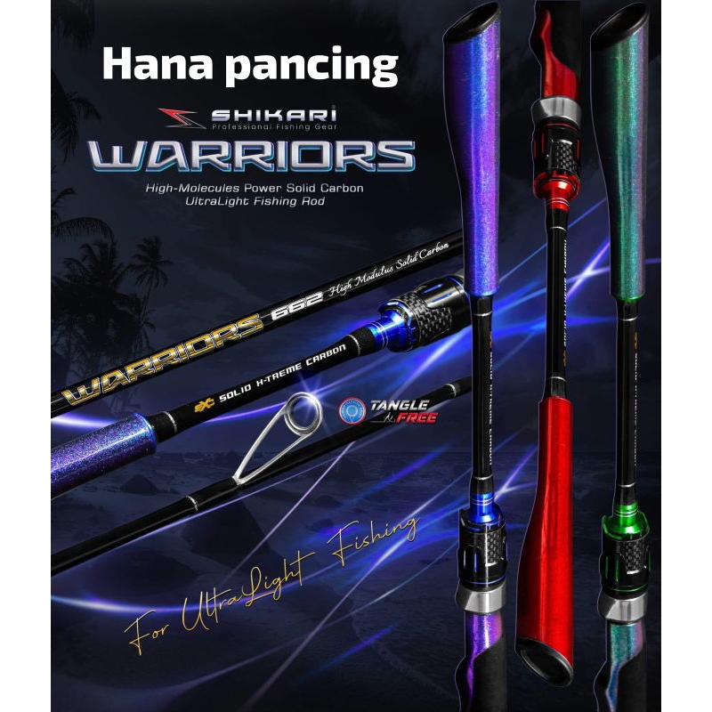 Jual joran shikari warriosr ultra ligth 662 dan 702 solid carbon ...
