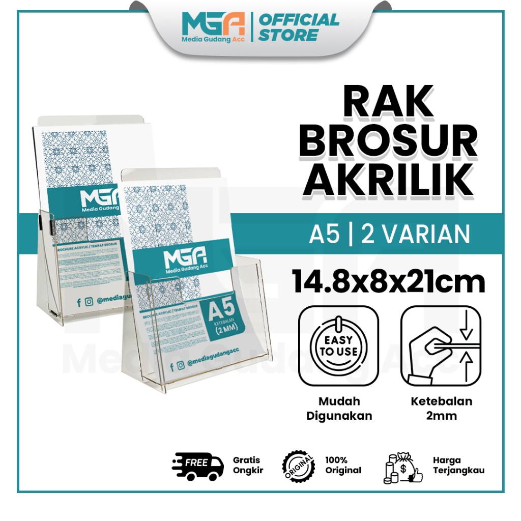 Jual Rak Brosur Akrilik A5 Potrait 2mm - Stand Display Brosur Acrylic ...