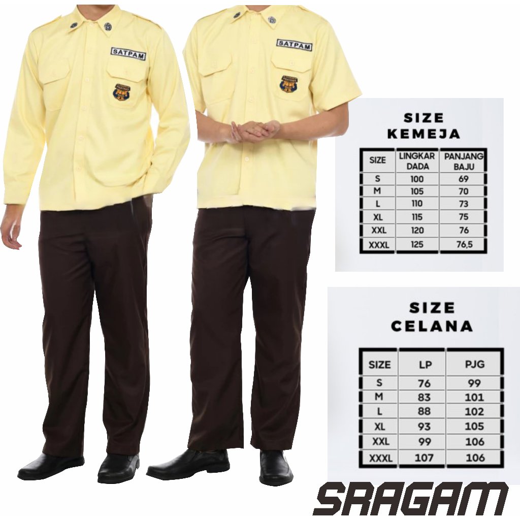 Jual SRAGAM Seragam Pdh Satpam Security Terbaru 2024 Warna Cream Lengan Panjang | Shopee Indonesia