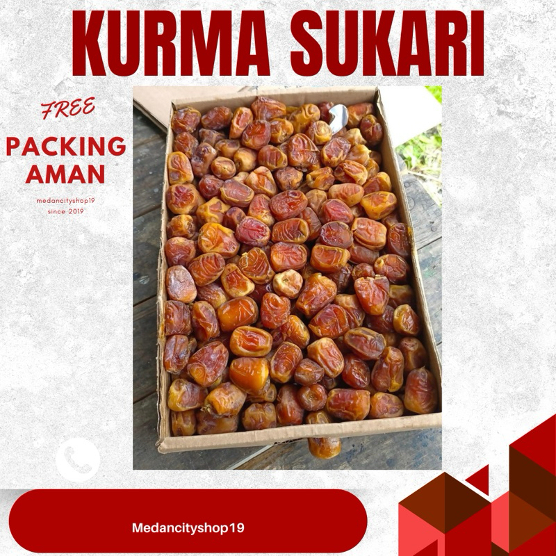Jual KURMA SUKARI AL QASIM 3KG|| STOK TERBARU || FREE DUS PACKING ...