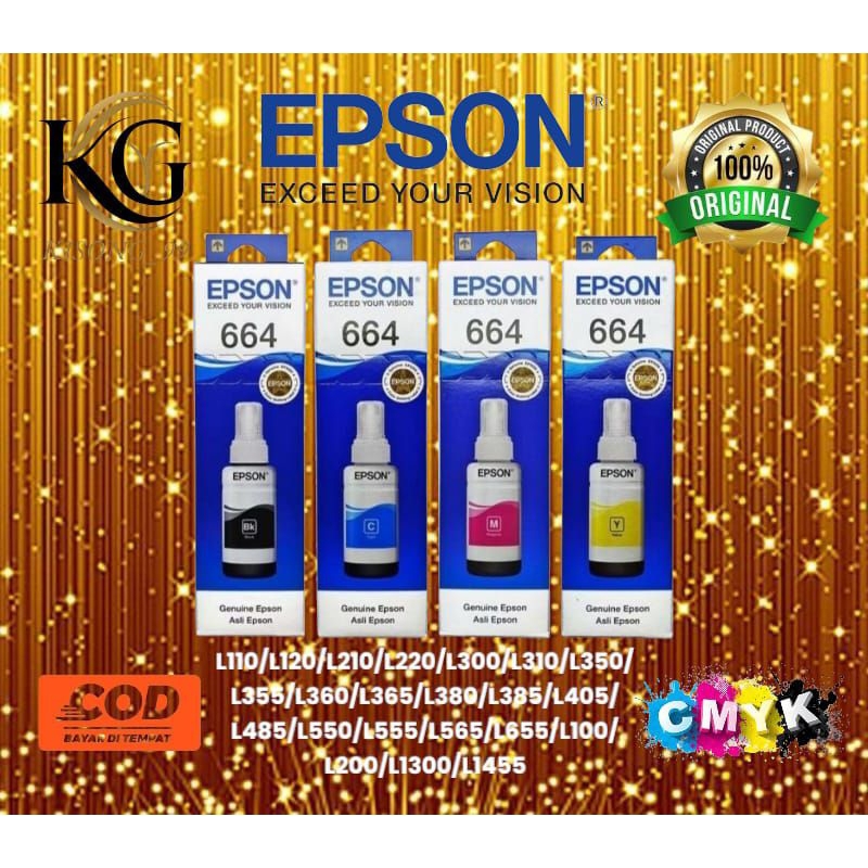 Jual VARIAN TINTA EPSON 664 ORIGINAL UNTUK TIPE PRINTER L100 L110 L120 L200 L210 L220 L300 L310 ...