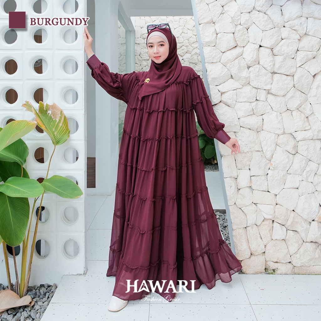 Jual HAWARI - Gamis Set Hijab MAUDY Series Muslim Wanita Ceruty Polos ...