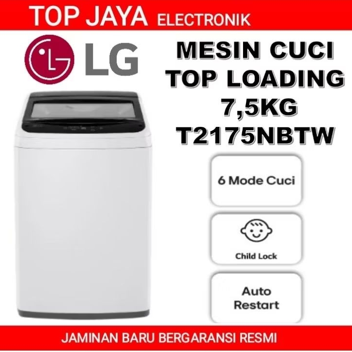 Jual MESIN CUCI LG 7,5 KG TOP LOADING T2175NBTW NEW SERIES | Shopee ...