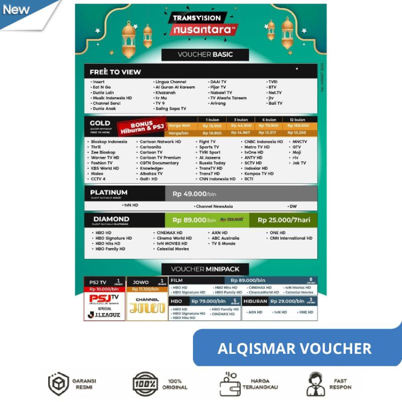 Jual TV VOUCHER Paket Gold Nusantara HD Tanaka 180/360 Atau 6Bulan ...